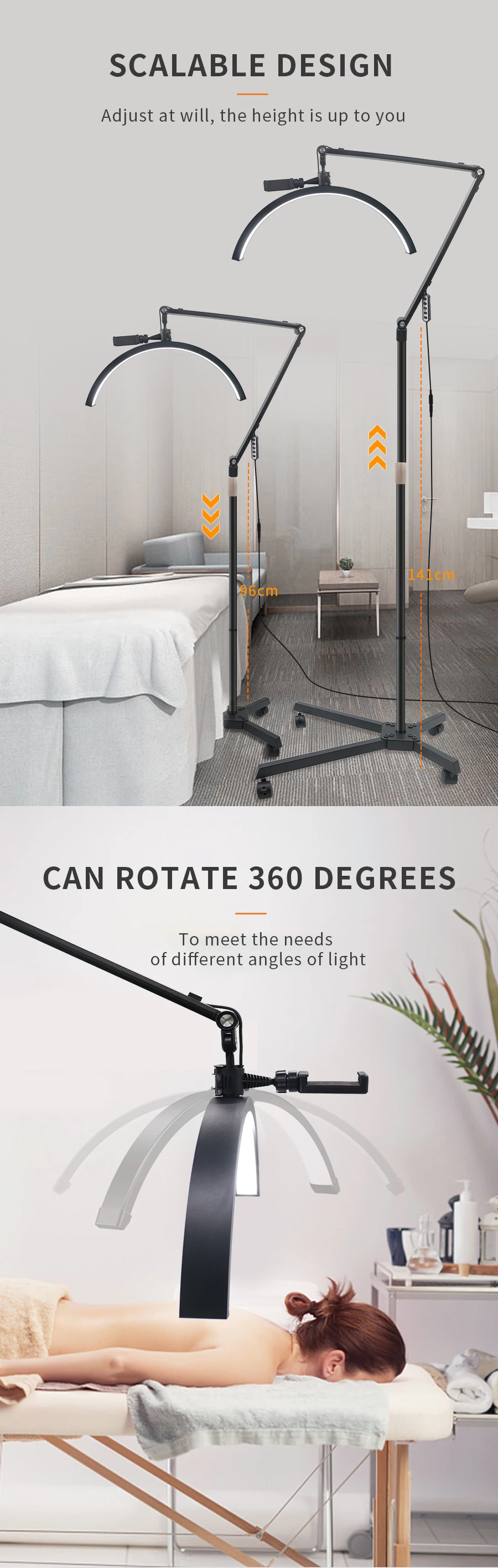 Arch Shape Led Floor Light Half Moon Ring Standing 20 Inch 36w Half ...