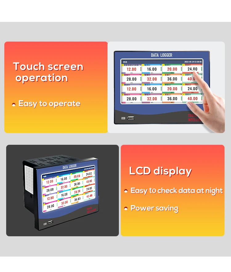 32 Channels Data Logger with Touch Screen for Temperature, Pressure ...
