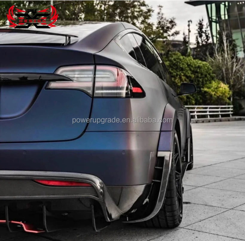For Tesla Model X Plaid Body Kit Carbon Fiber Front Lip Side Skirts ...