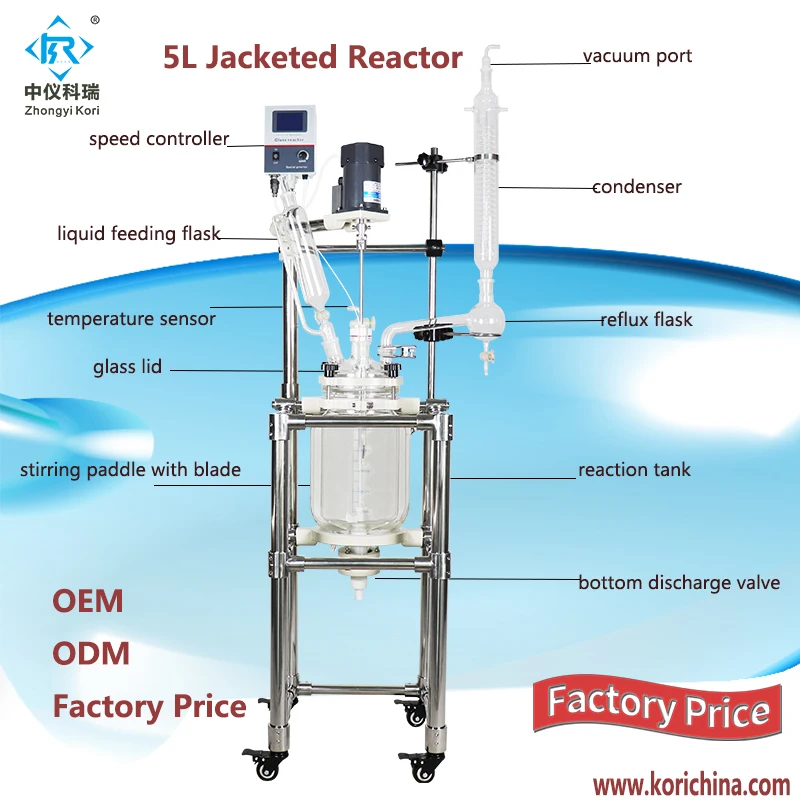Chemical Lab Double Jacketed Glass Reactors - 1L to 200L