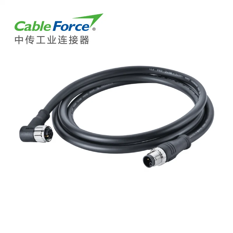 Ip67/ip68 M12 L Code Male Straight To Female Right Angled Connector ...