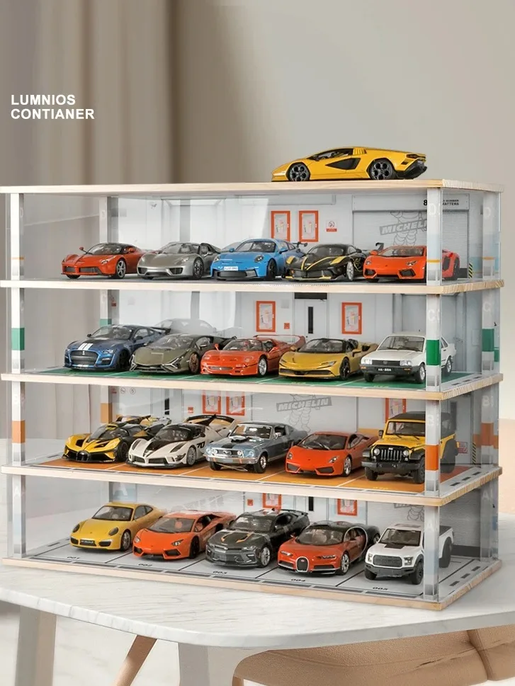 Kivcmds 1:18 Diecast Display Case Simulation Parking Garage Scene Car ...