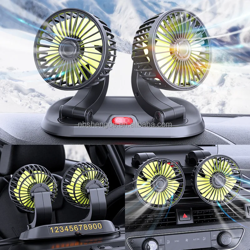 Car Fan 24v Big Truck 12v Car General Dual-head Fan Package Car Cooling ...