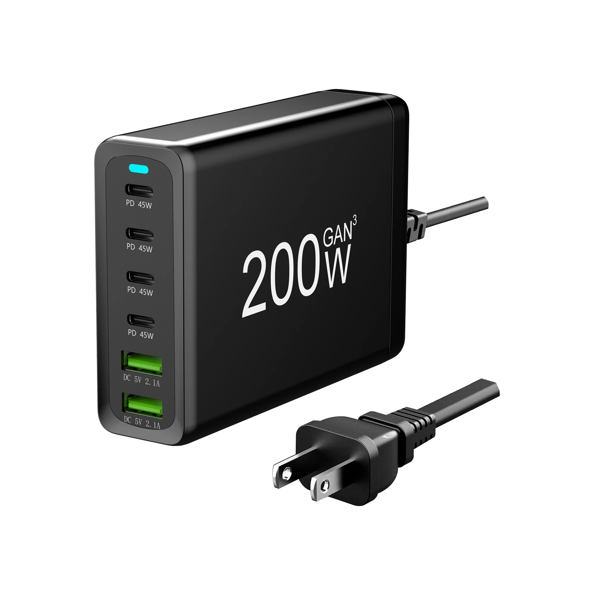 200w Fast Pd Gan Usb C Hub Multiport Travel Adapter 6 In 1 High Power ...