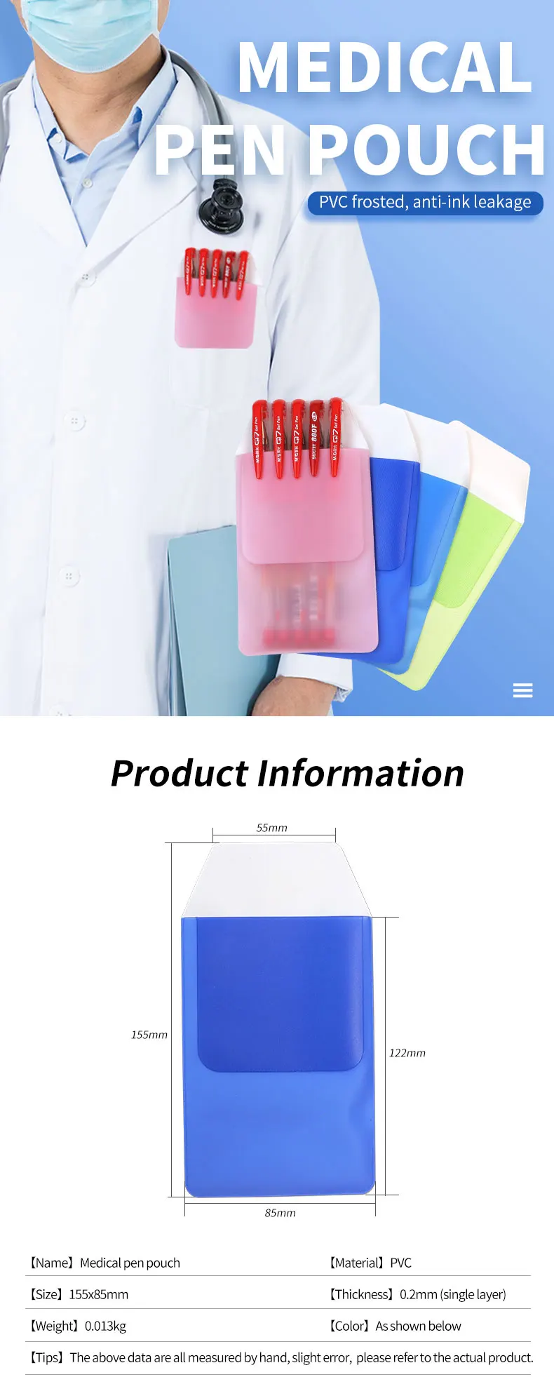 PVC Leak-Proof Pen Pouch Office Supplies Doctors Nurses Dedicated Pen ...