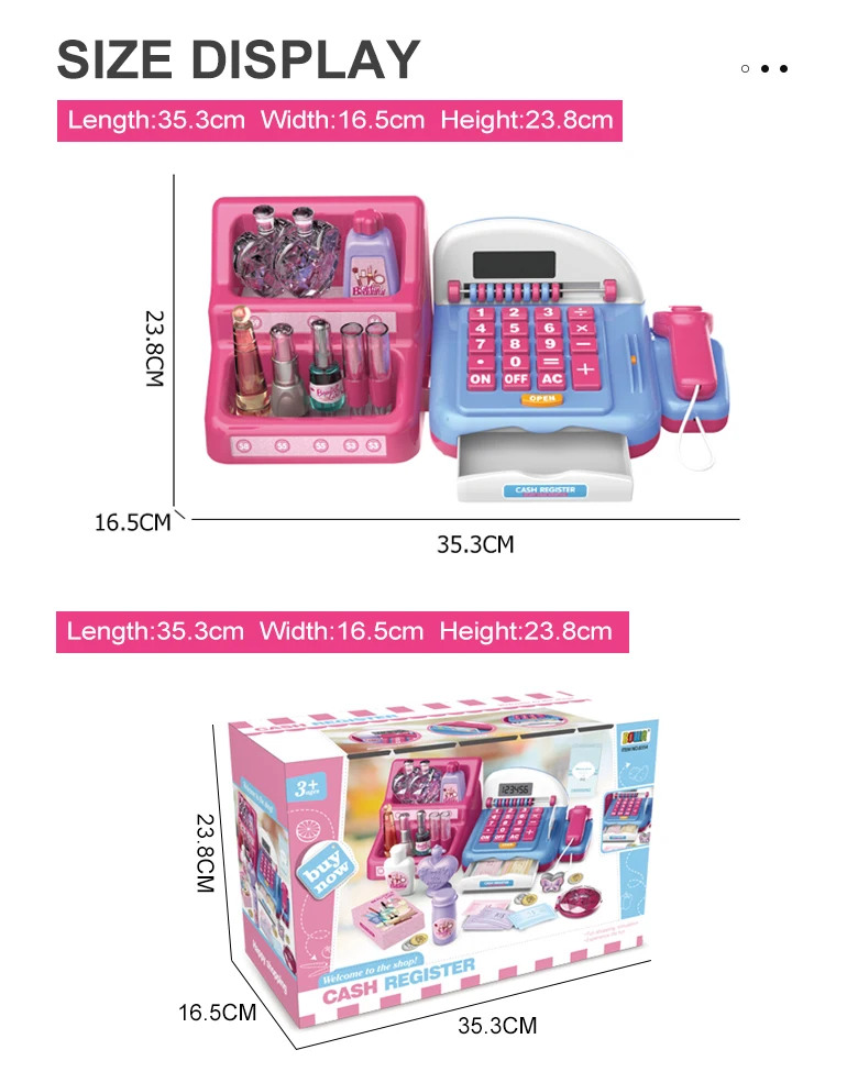 Girls Role Play Toy Electric Plastic Supermarket Cash Register For Kids ...