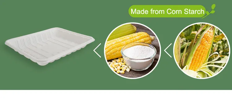 Eco Friendly Meat Fruit Vegetable Display Packaging Corn Starch Punnet ...