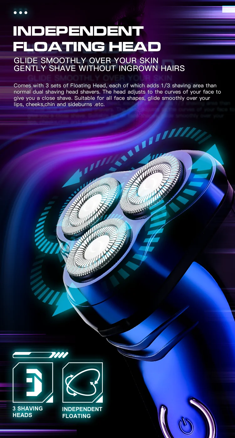 PRITECH 3D Rechargeable Waterproof Electric Shaver for Men