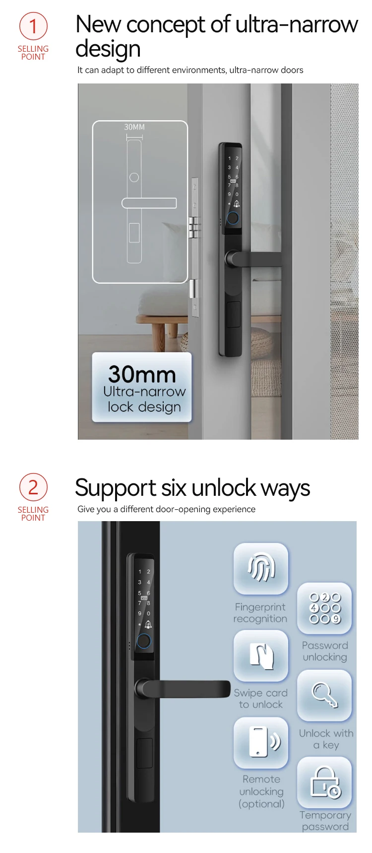 Hot Sale Waterproof Digital Sliding Lock with Wifi APP Ttlock