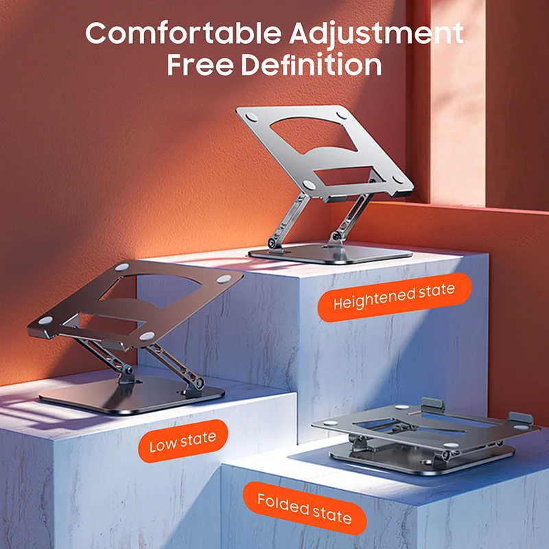 Adjustable Ergonomic Laptop Stand - Carbon Steel & Foldable
