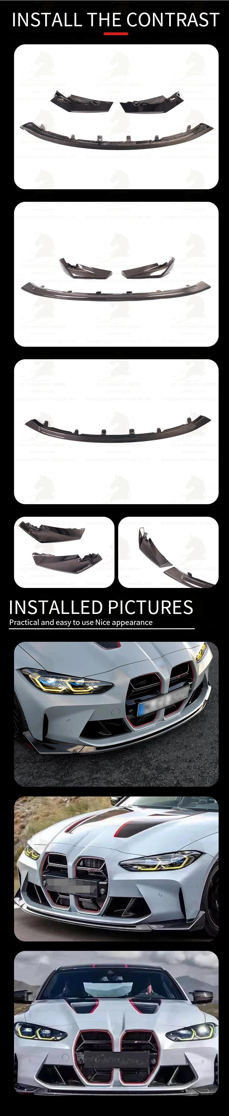 CSL Style Carbon Fiber Front Lip for BMW G80 M3 & G82 M4