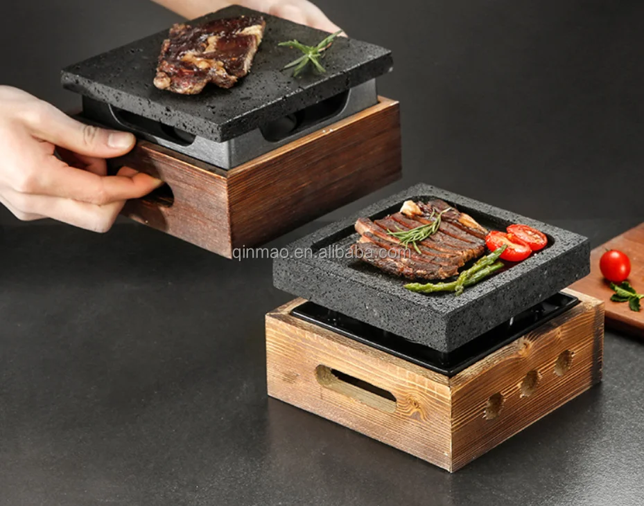 Lava Stone Square Cooking Board & Portable Outdoor BBQ Stove