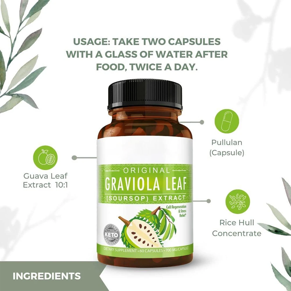 Gravlola Leaf Capsules Concentrated Herbal Fruit Extractcell Healthy ...