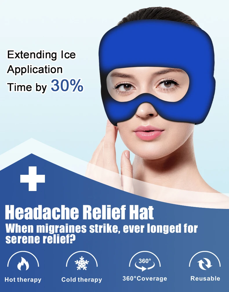 New Design Mulitfuctional Migraine Relief Cap Ice Head Wrap