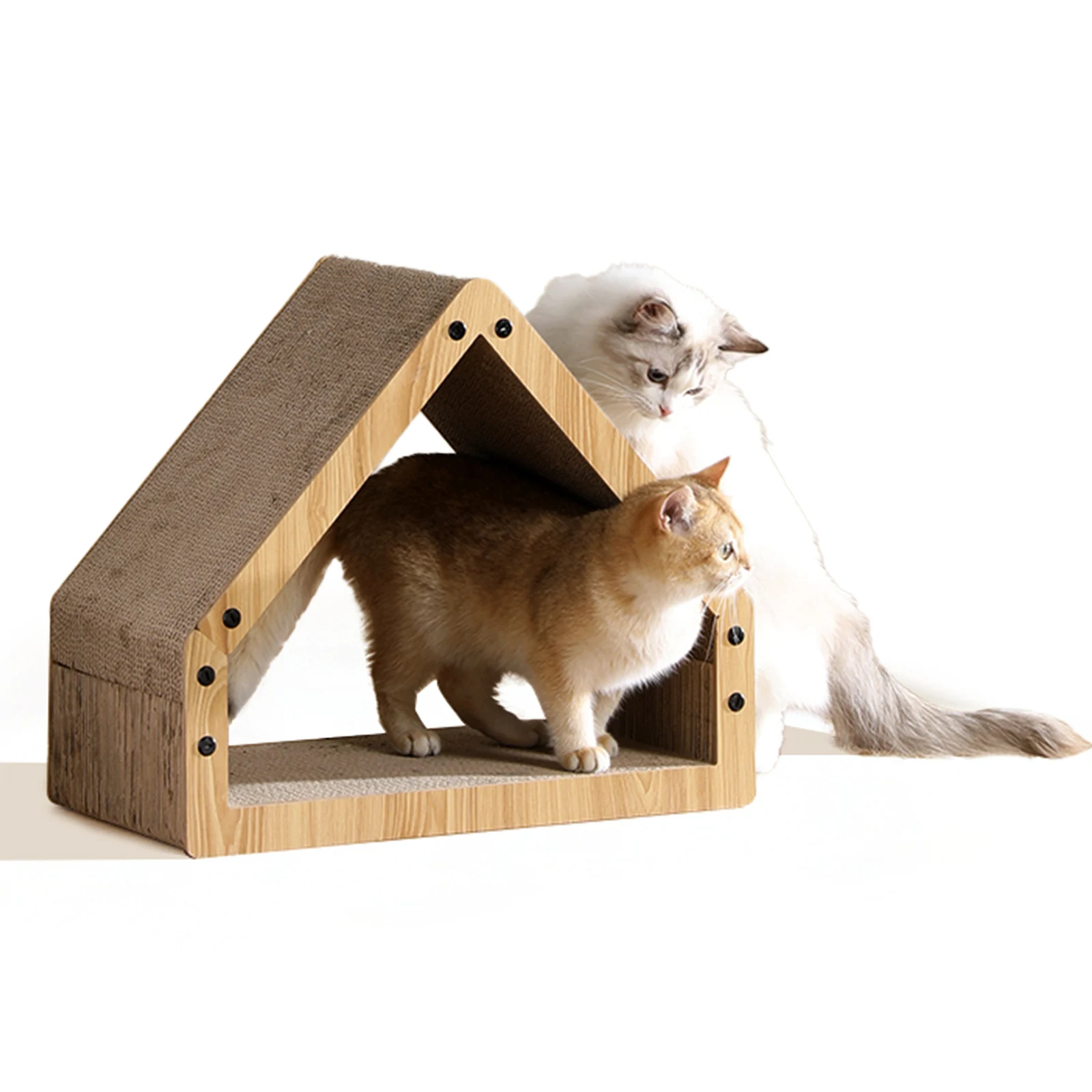 Natural Color Wooden Cat House Indoor Pet Bed Cat Scratching House Cat ...
