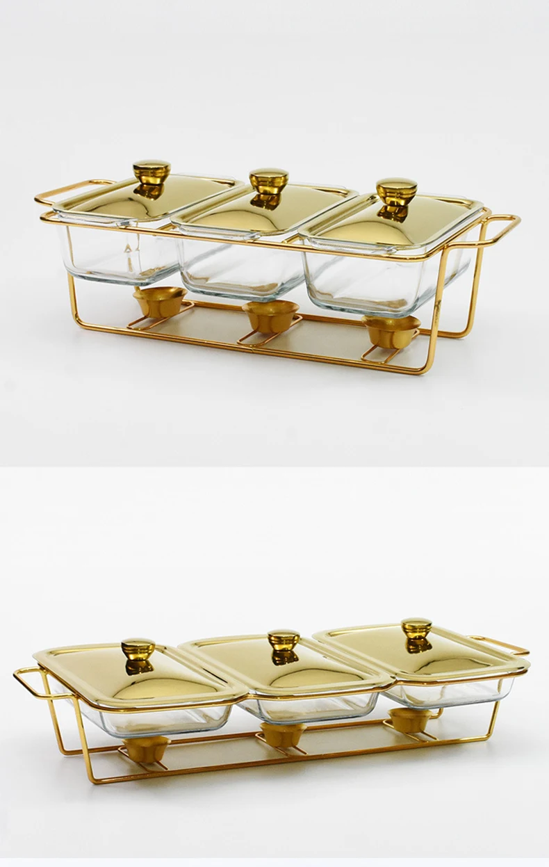 Luxury Gold Glass Buffet Food Warmer Chafing Dish Buffet Set 3.9 L 4.5l ...