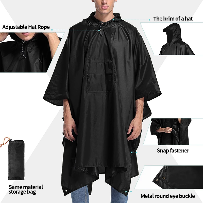100% Waterproof Rain Poncho with Custom Logo - Perfect for Hiking & Camping