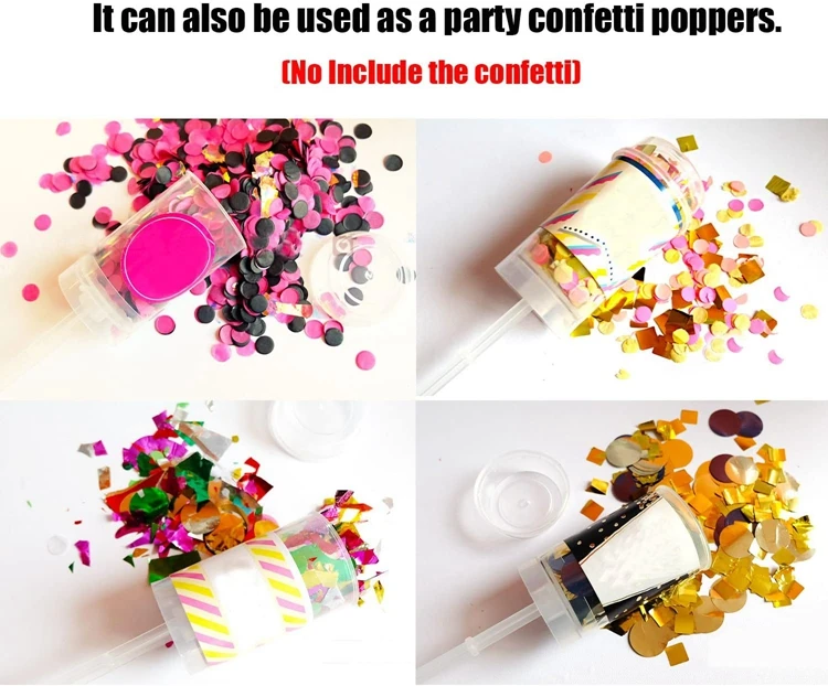 Confetti Poppers Clear Sticks Cake Pops Shooter Plastic Round Shape ...