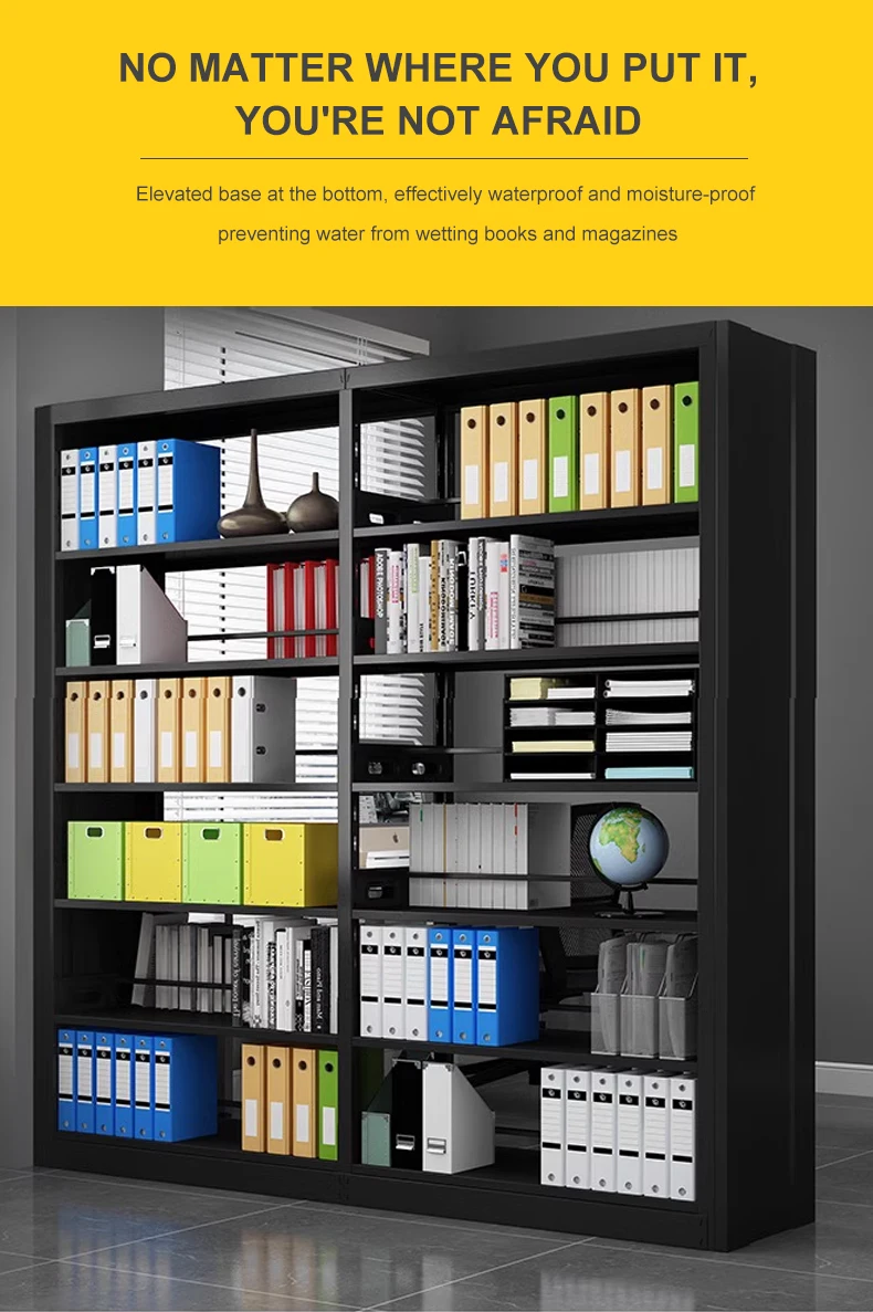 Tall Modern Study Room Set - Wood Image Steel Book Shelves