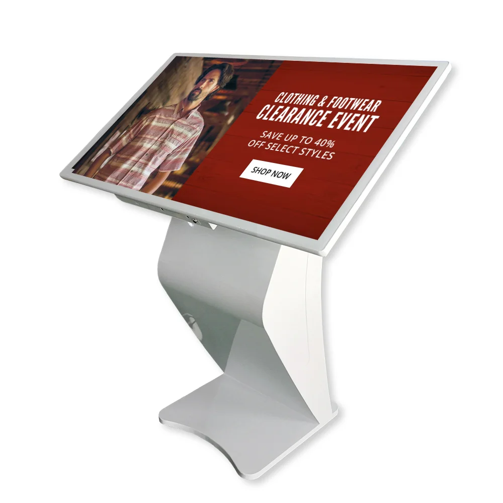 Floor standing touch screen information kiosk horizontal interactive ...