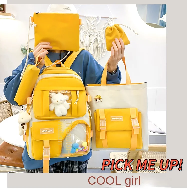 Mochilas Escolares College 5-Piece Set: Waterproof Student Backpacks ...