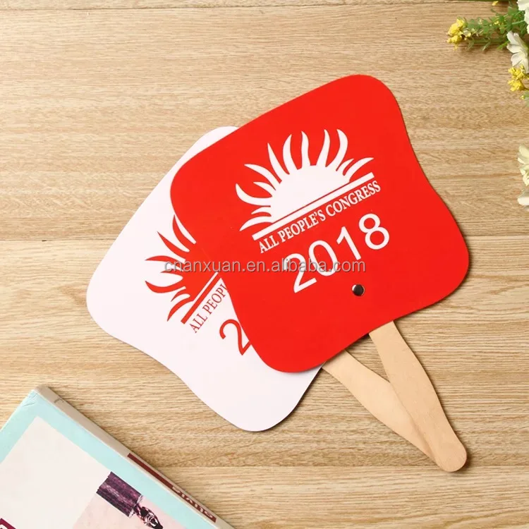 Customs Advertising Paper Hand Fans With Wooden Handle - Buy Film ...
