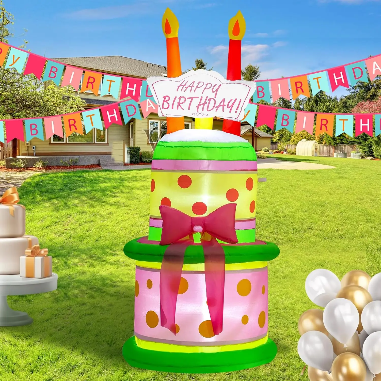 Giant Outdoor Inflatable Happy Birthday Led Cake Cupcakes Items Party ...