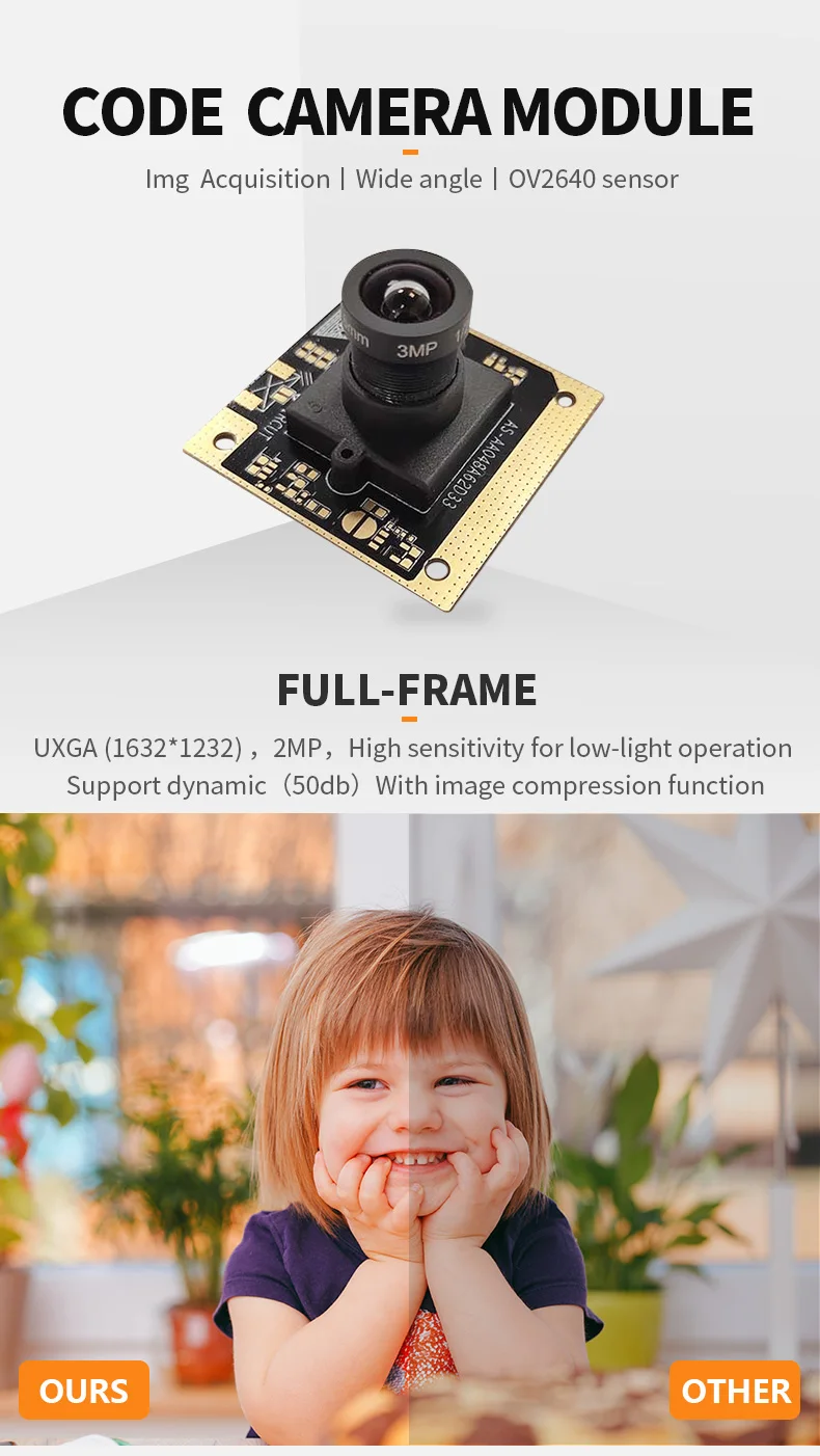 Full Frame OV2640 CMOS Sensor - 2MP USB Camera Module