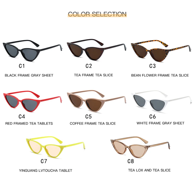 Women Sexy Cat Eye Retro Sunglasses Small Triangle Sunglasses Female ...
