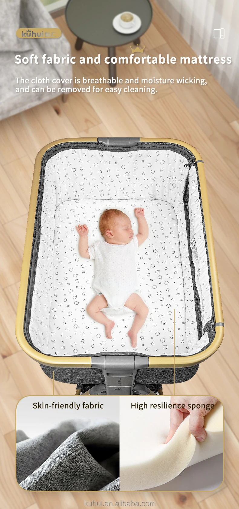 Bedside Bassinet for Baby Rocking Bassinet with Comfy Mattress and ...