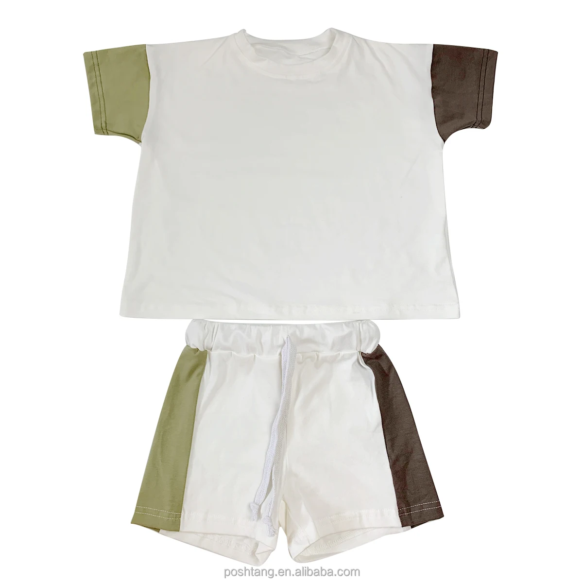 Boys Girls Color Block Oversized T-shirt and Shorts Soft Knit Cotton ...