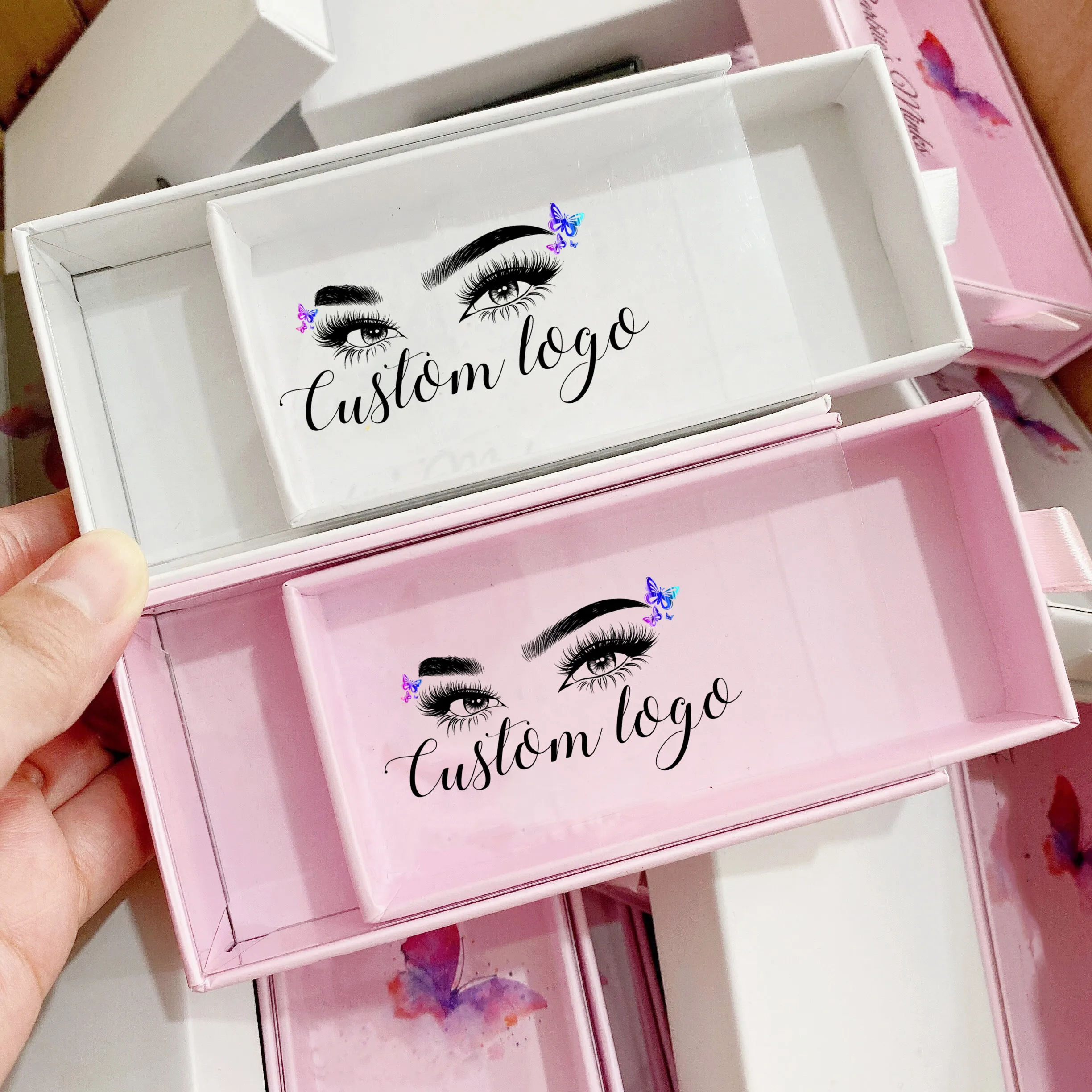 Pink Nude Empty Lash Packaging Boxes - Custom Logo