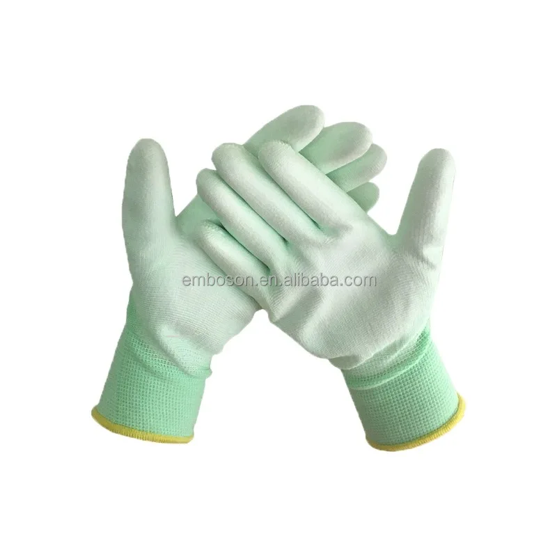 Bamboo Fibre Spandex Liner Pu Palm Coated Safety Gloves High Dexterity ...