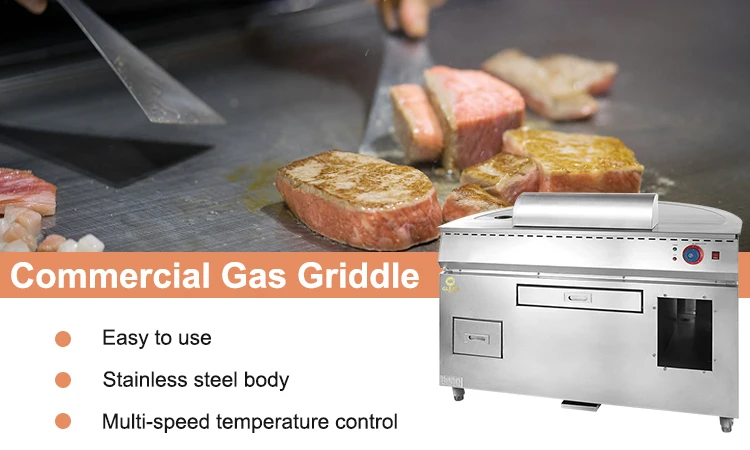 Hot Japanese Style Gas Teppanyaki with Fan Cooking Equipment Griddle ...