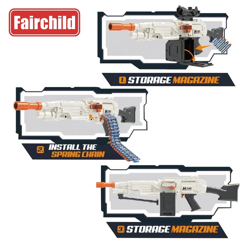 Safe Shooting with Electric Air Soft Toy Gun M249 Rifle