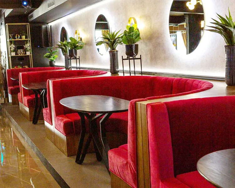 Red Cloth Velvet Design Night Club Bar Booth Seating