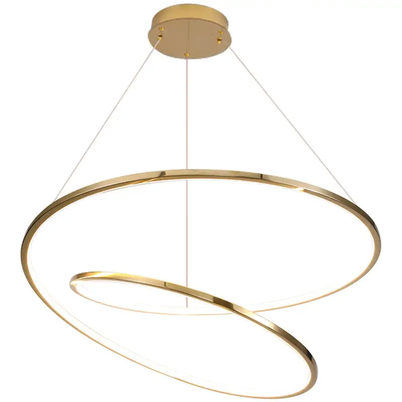 Simple Led Chandeliers Luxury Gold Round Ring Pendant Lights Dining ...