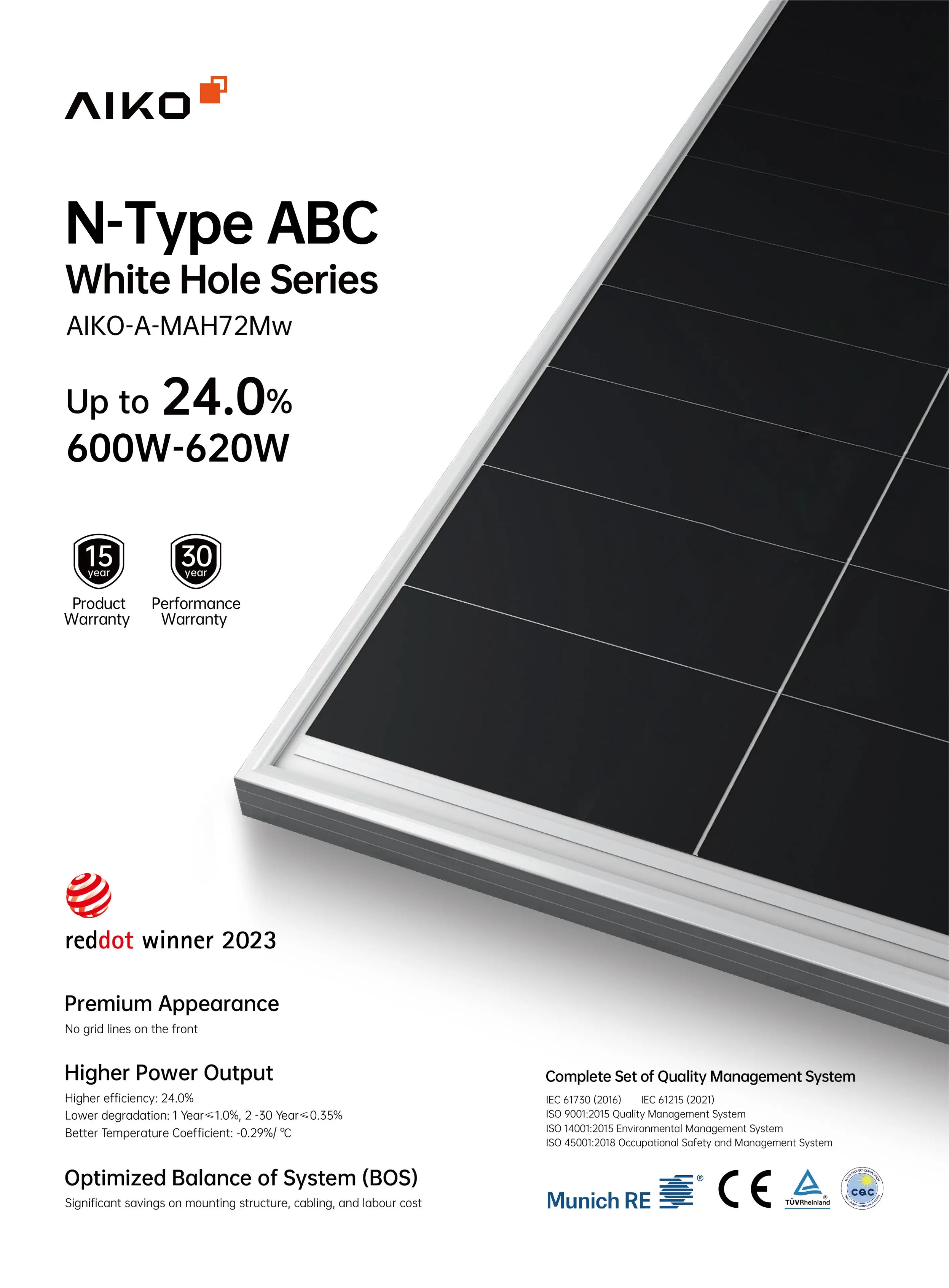 Aiko 600w Paneles Fotovoltaicos 605w 610w Panel Solar Mono-glass 615w 620w Aiko Solar N-type Abc ...