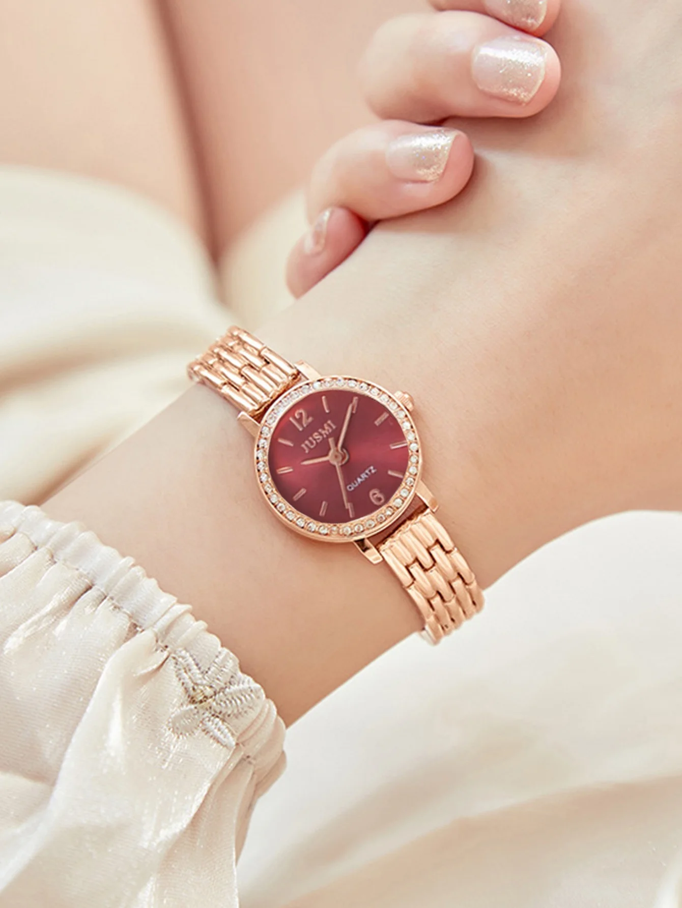 Fashion Elegant 4 Pcs Watch Gift Set Quartz Rose Gold Lady Watch Set ...