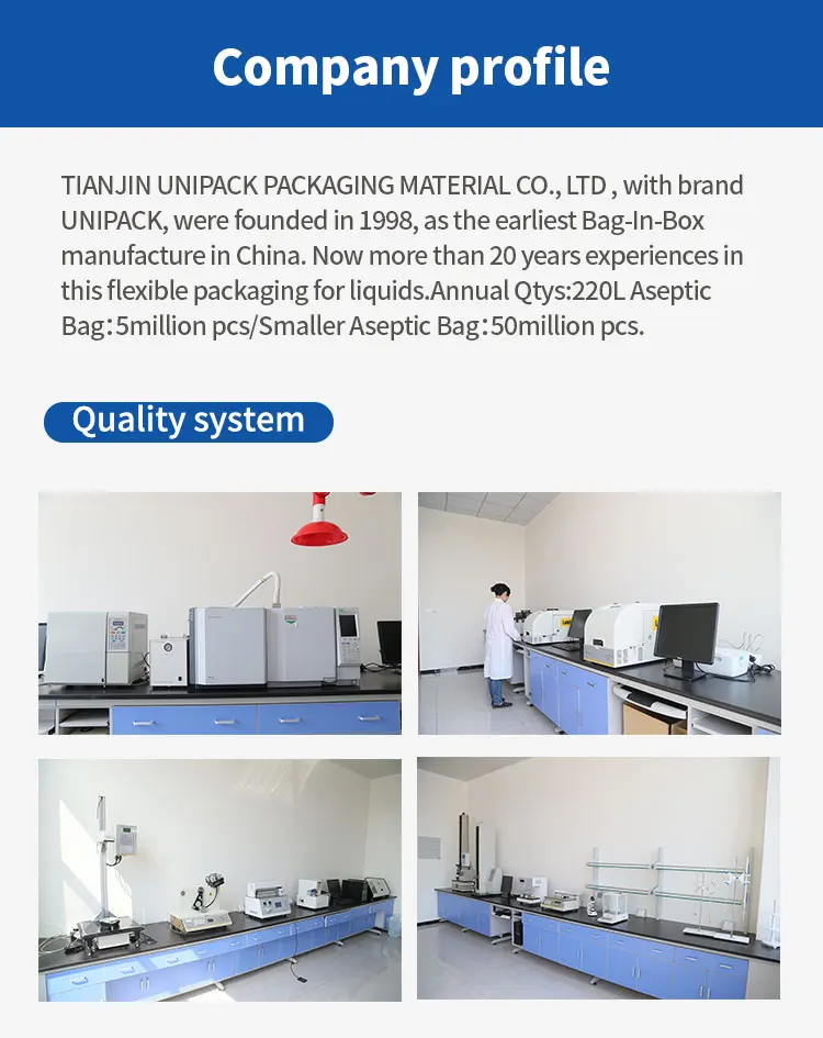 Unipack Plastic Packaging Aseptic Bib Bag In Box 220 Liter For Tomato ...