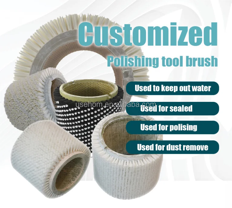 Usehom Industrial Boar Bristle Roller Polishing Brush for Cleaning and ...