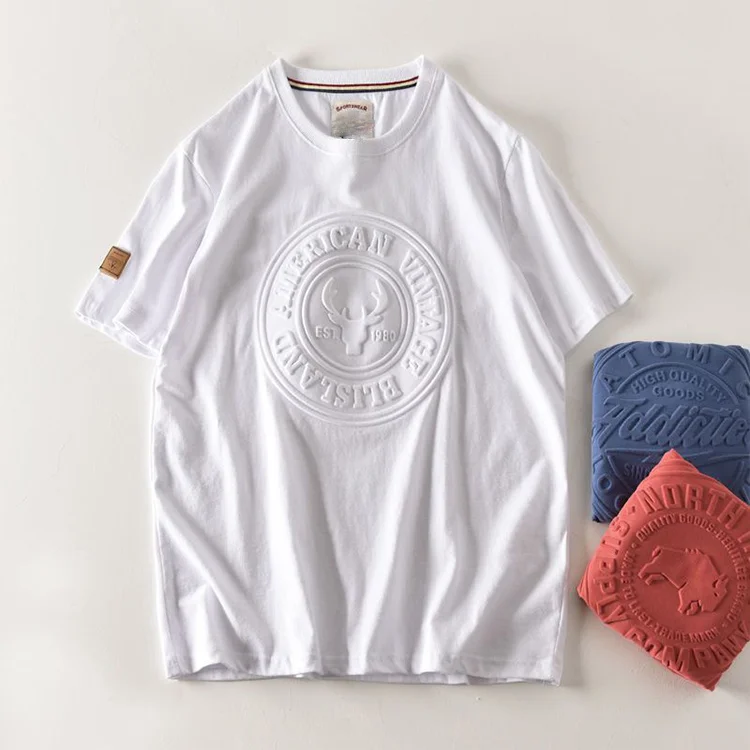High Quality Embossed T Shirt 100% Cotton Customized Solid Colors ...