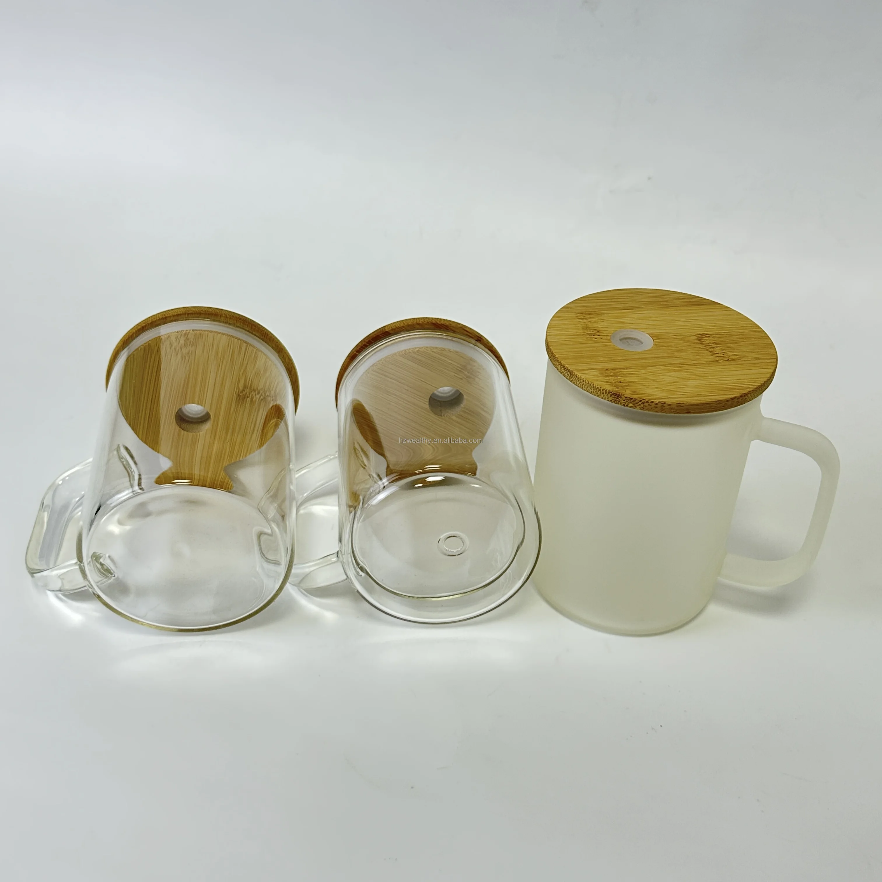 15oz Snow Globe Glass Can Mug - Clear, Frosted, with Handle