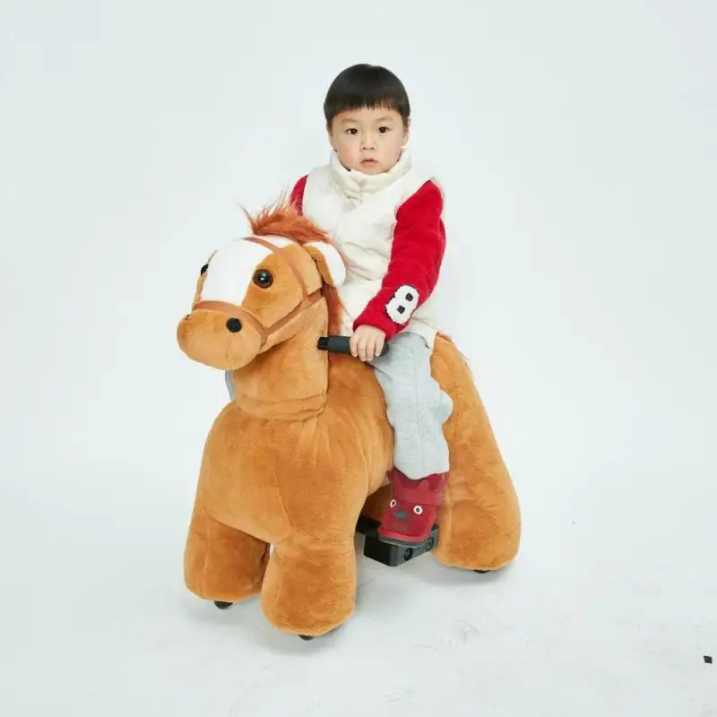 LULU Electric 6v Plush Motorized Animal Rides Horse for Children
