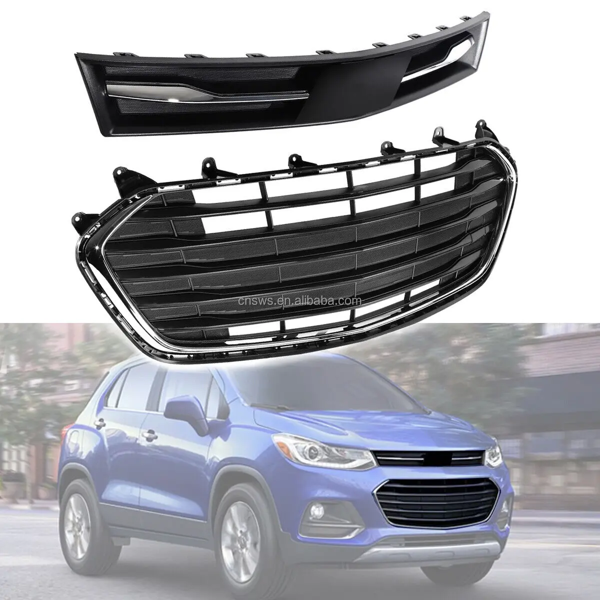 Us Version Front Bumper Upper Lower Grille Set For 17-21 Chevy Trax ...