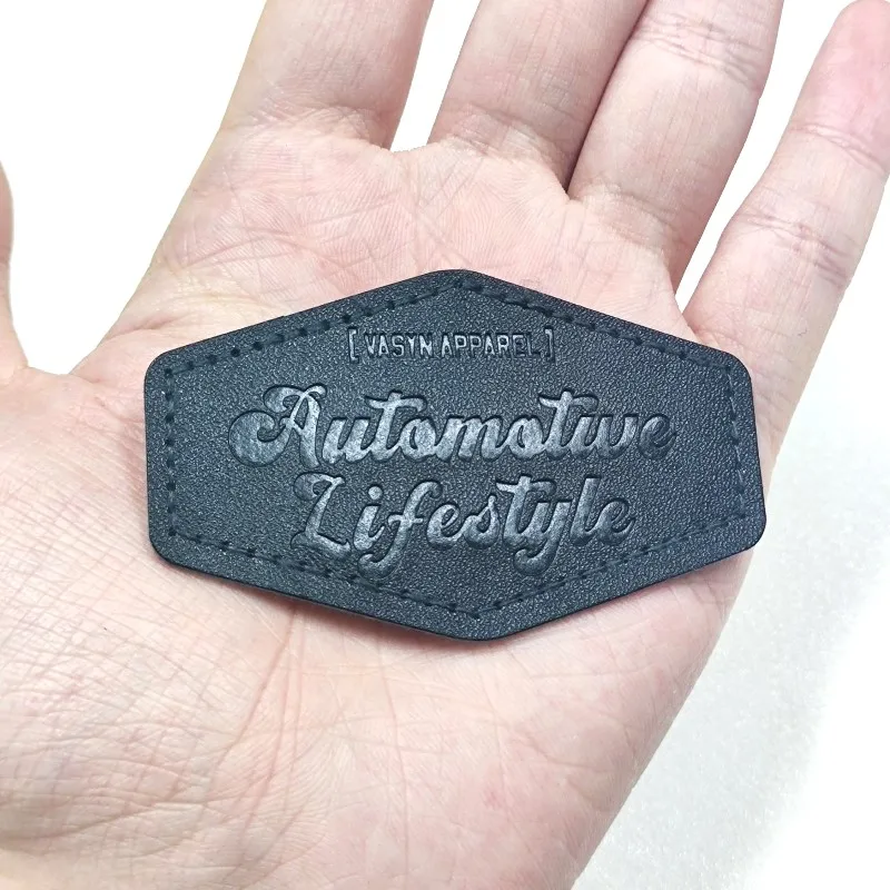 Manufacturer Price Custom Debossed Logo Iron on Sew on PU Leather Patch ...