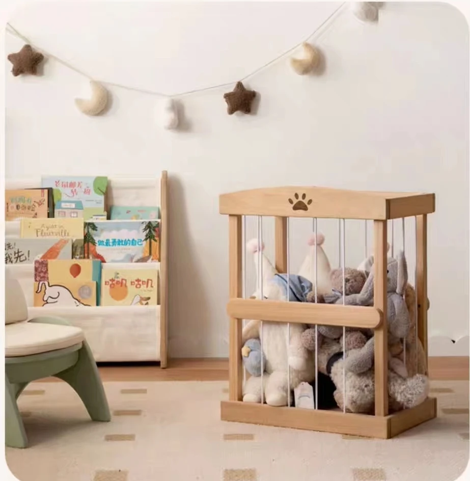 Wooden Plush Toy Organizer Children's Storage Rack Simple Shelf With ...