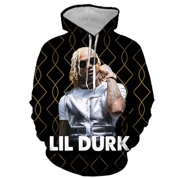 Shop 2023 Lil Durk 3D Printed Hoodies - Men's Pullover Sweaters