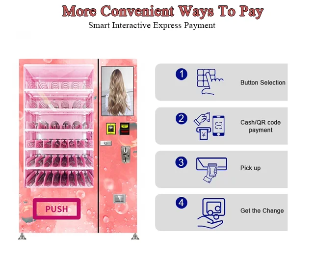 24 Hours Unattended Box Beauty Hair Custom Vending Machine Cash and ...
