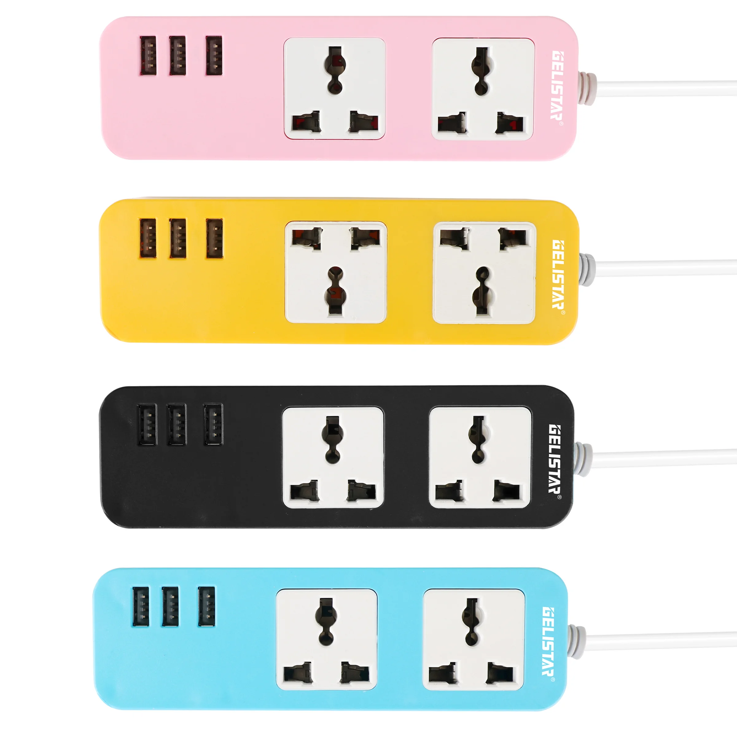 Multi Plug Power Socket With 2 Ways Universal Extension Cable And 3 Usb ...